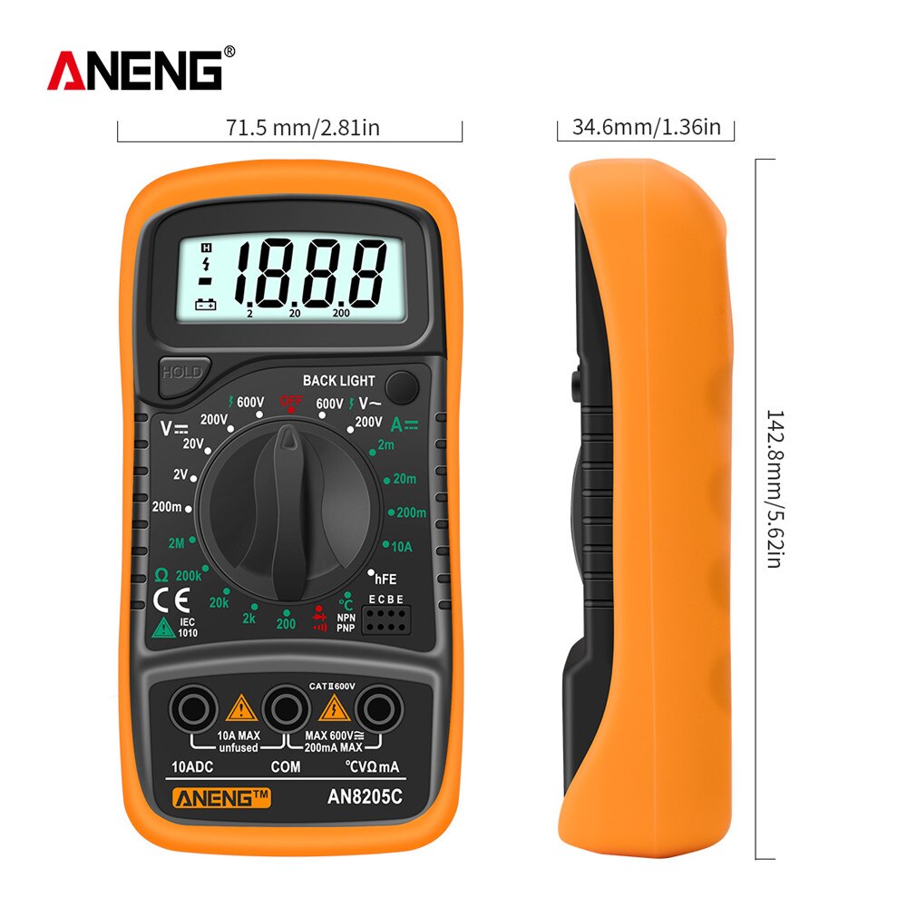 ANENG AN8205C Digital Multimeter AC/DC Ammeter Volt Ohm Multimetro ... ANENG AN8205C Digital Multimeter AC/DC Ammeter Volt Ohm Multimetro ...