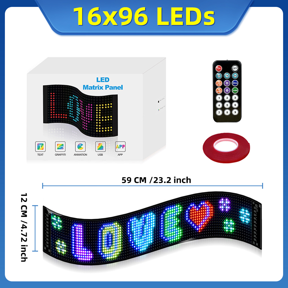 LED Matrix Pixel Panel, Scrolling Bright Advertising LED Signs, Flexible USB 5V LED Car Sign ...