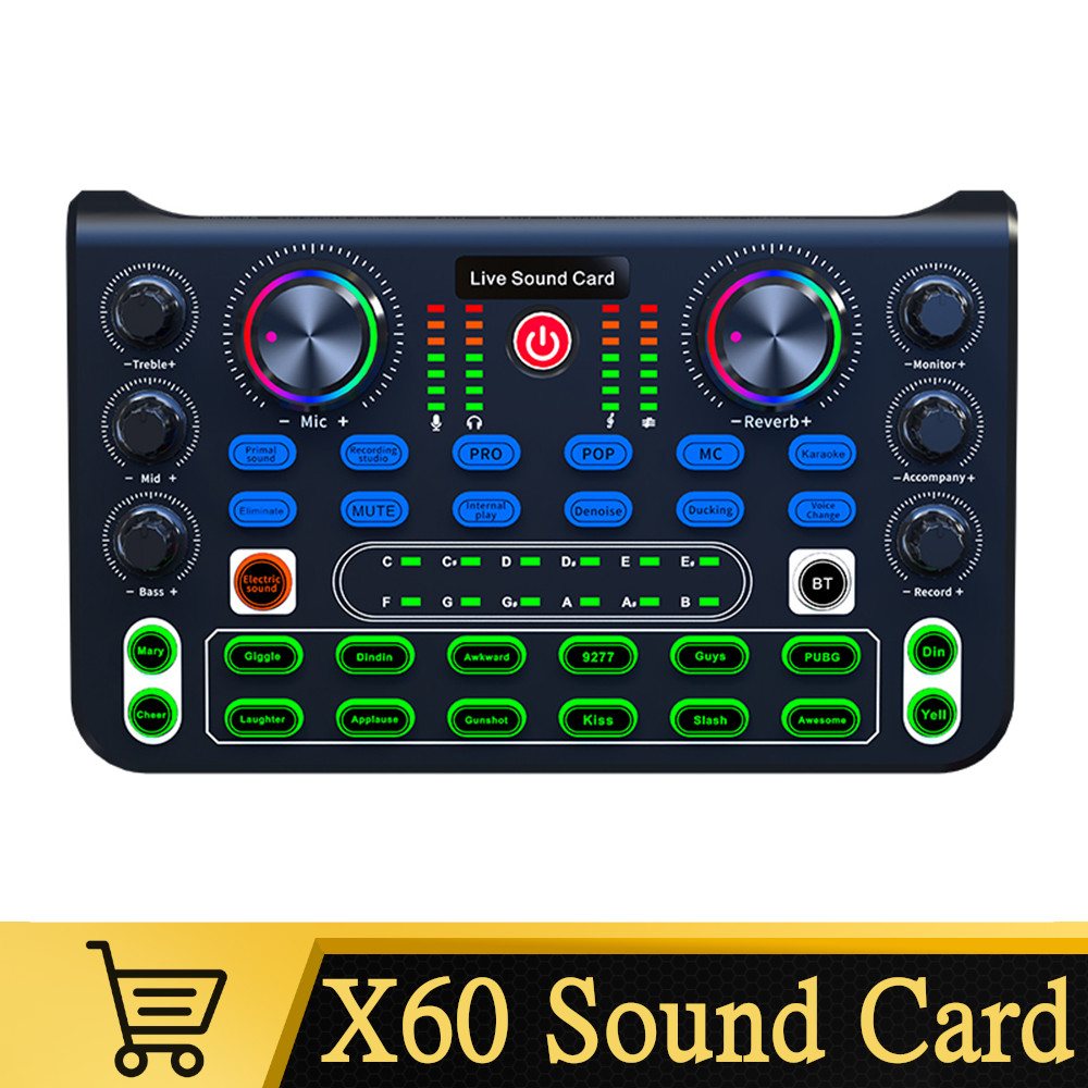 HD X60 Sound Card English Version Professional Sound Cards Audio Mixer ...