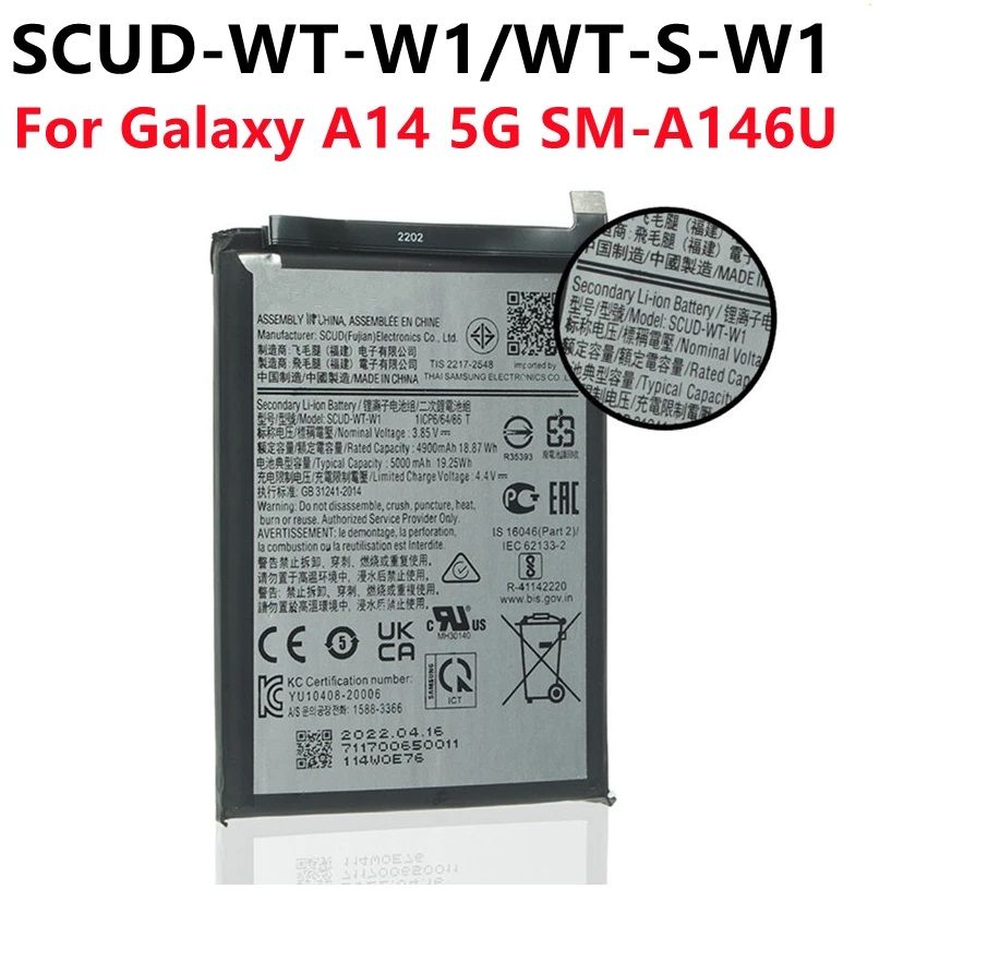 Samsung Galaxy A14 5G Battery Samsung SM-A146U WT-S-W1 SCUD-WT-S-W1 ...