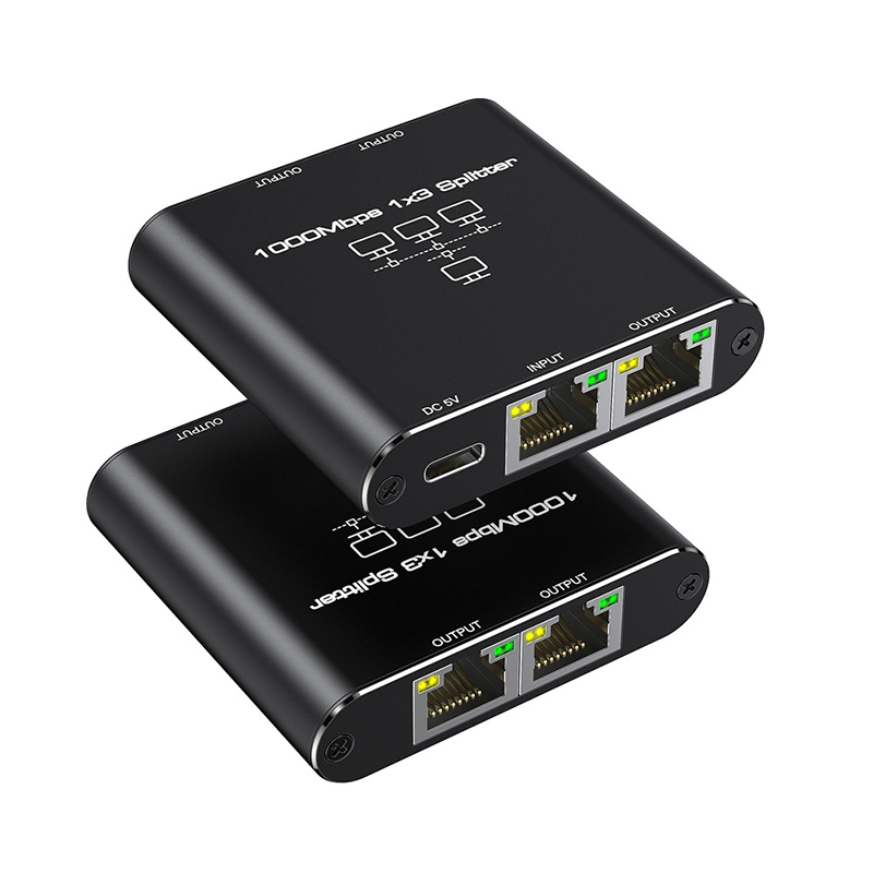 RJ45 Network Cable Switch Hub 1 In 2 3 Out Converter 1000Mbps Gigabit ...