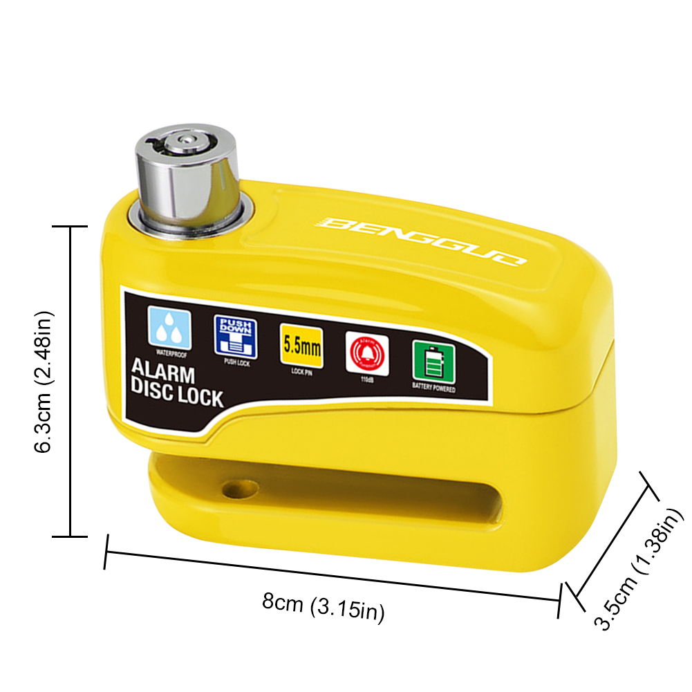 Motorcycle Alarm Wheel Disk Brake Lock with Keys Bicycle Alarm Disc ...