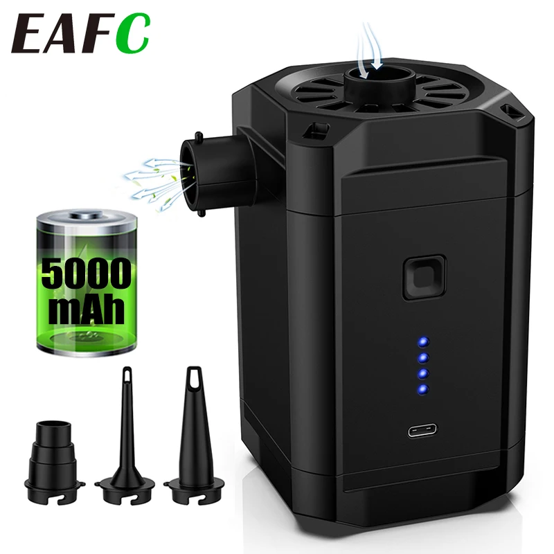 Electric Air Pump Inflator Air Compressor Battery Rechargeable Portable ...
