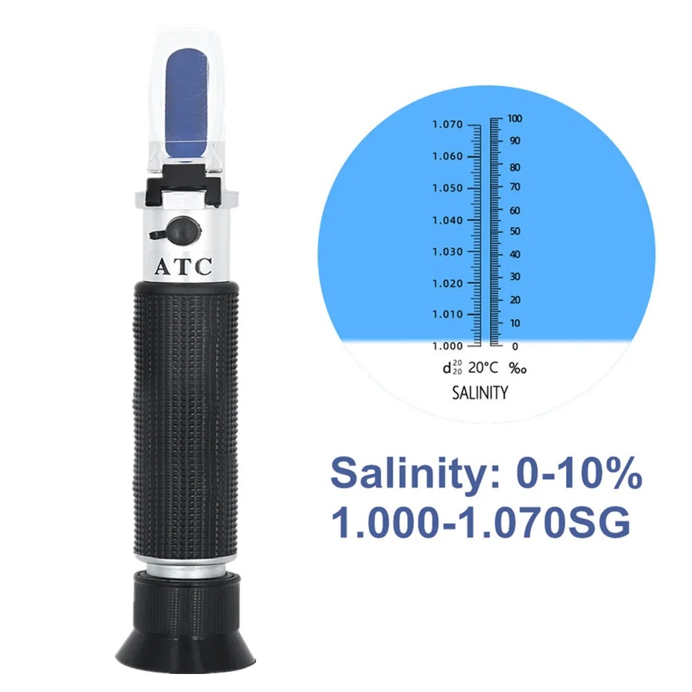 Seawater Refractometer ATC 0-10% Salinity Meter 1.000-1.070 SG Salt ...