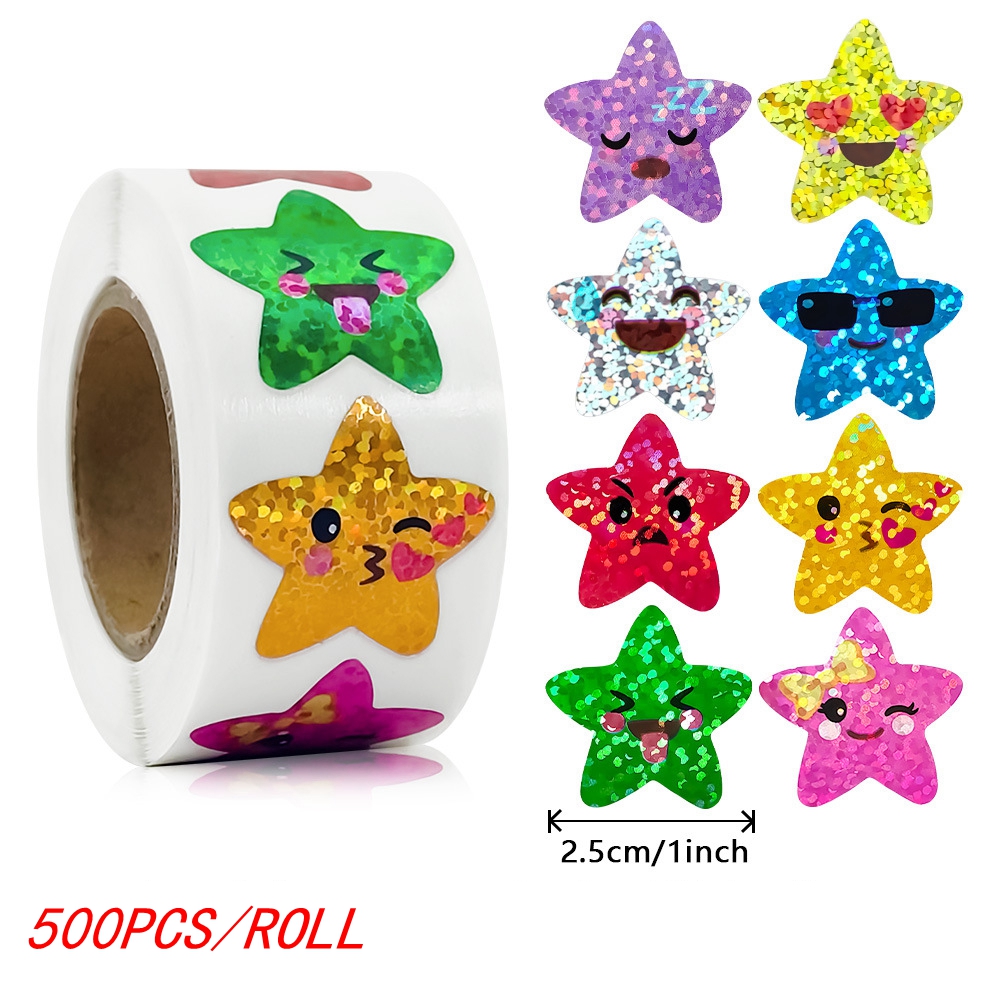 50-500pcs Colorful Star Stickers for Kids Reward School Classroom ...