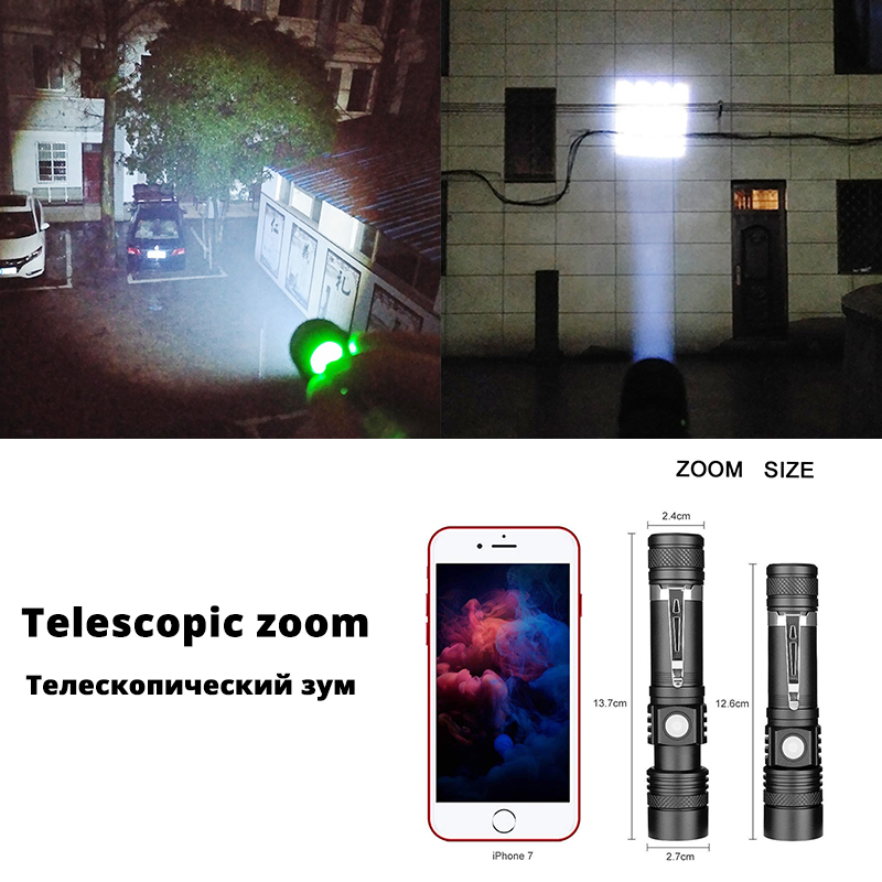 Ultra Bright LED Flashlight With XP-L V6 LED lamp beads Waterproof ...