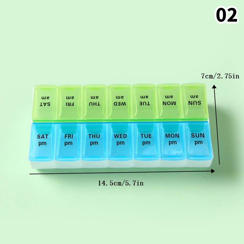 Pill Box Case 7 Day Weekly Medicine Storage Box Double Row 14grid ...