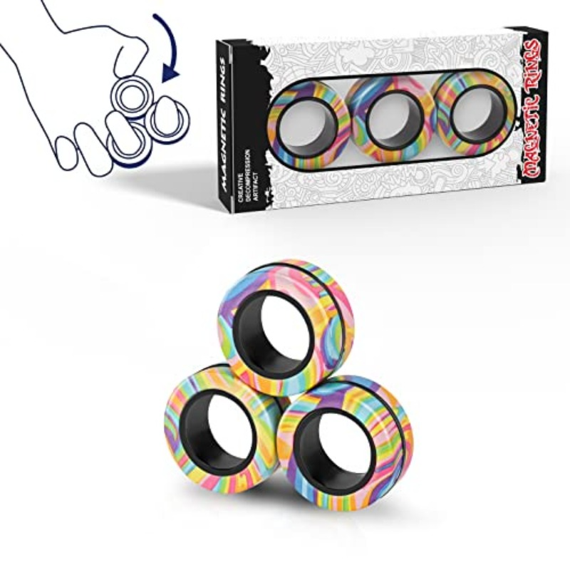 Magnetic Rings Fidget Toy Set Adult Fidget Magnets Spinner Rings Fidget ...
