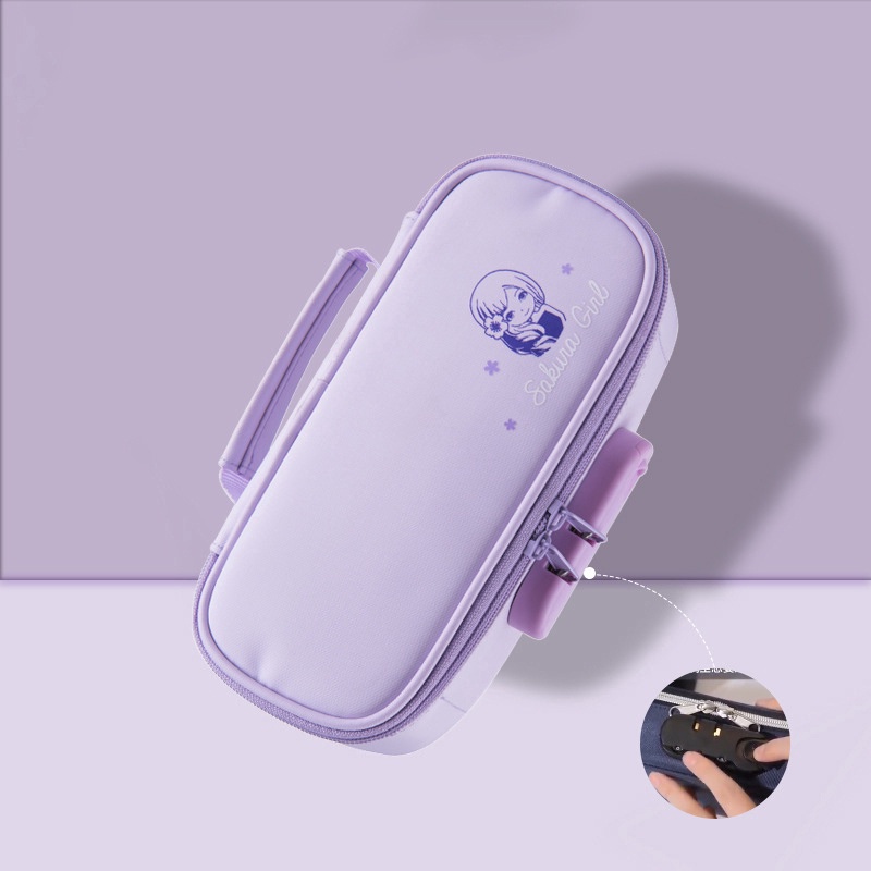 Portable Password lock pencil case Boy Canvas Pencil bag large capacity ...