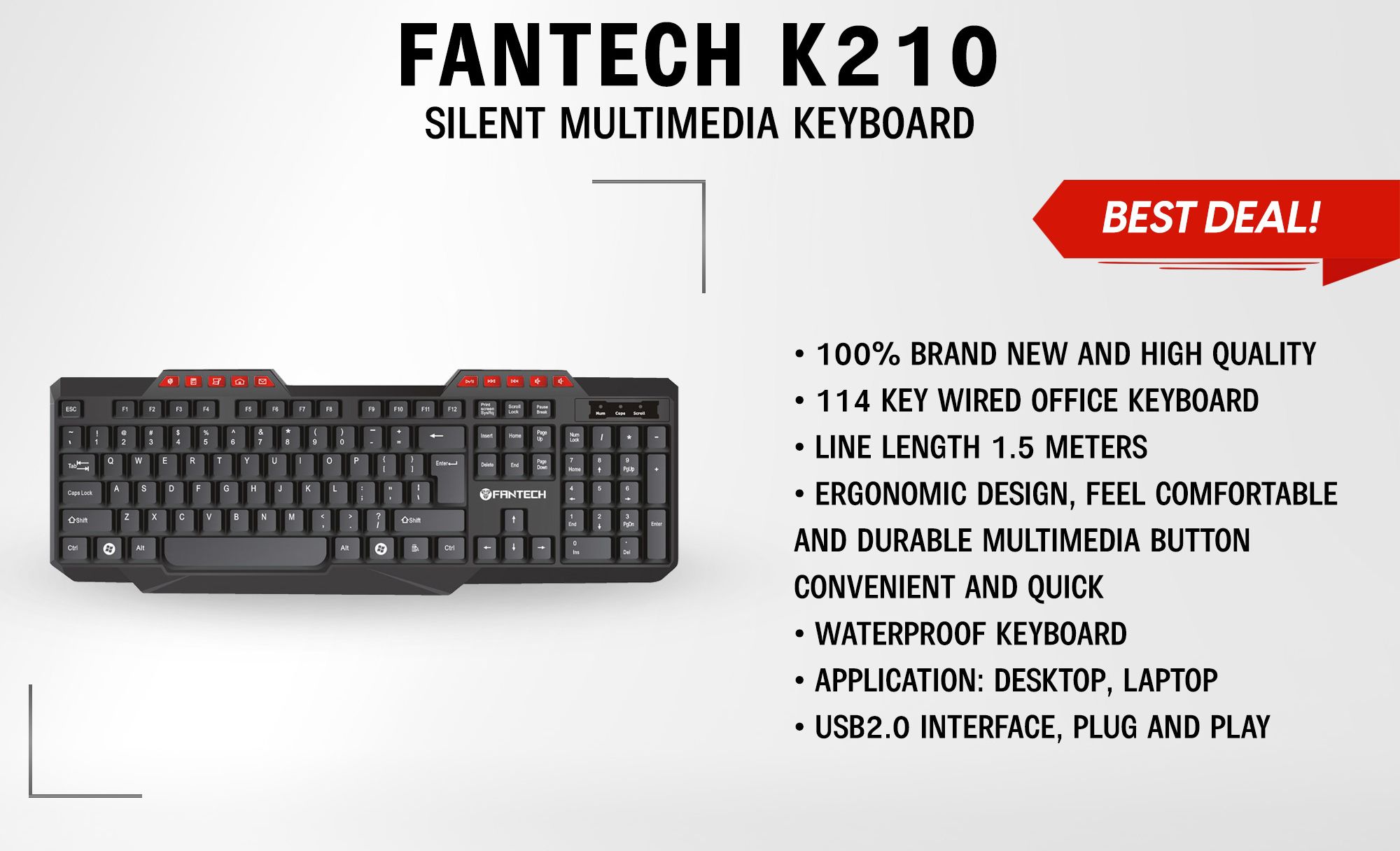 Fantech K210 multymedia keyboard | Daraz.lk