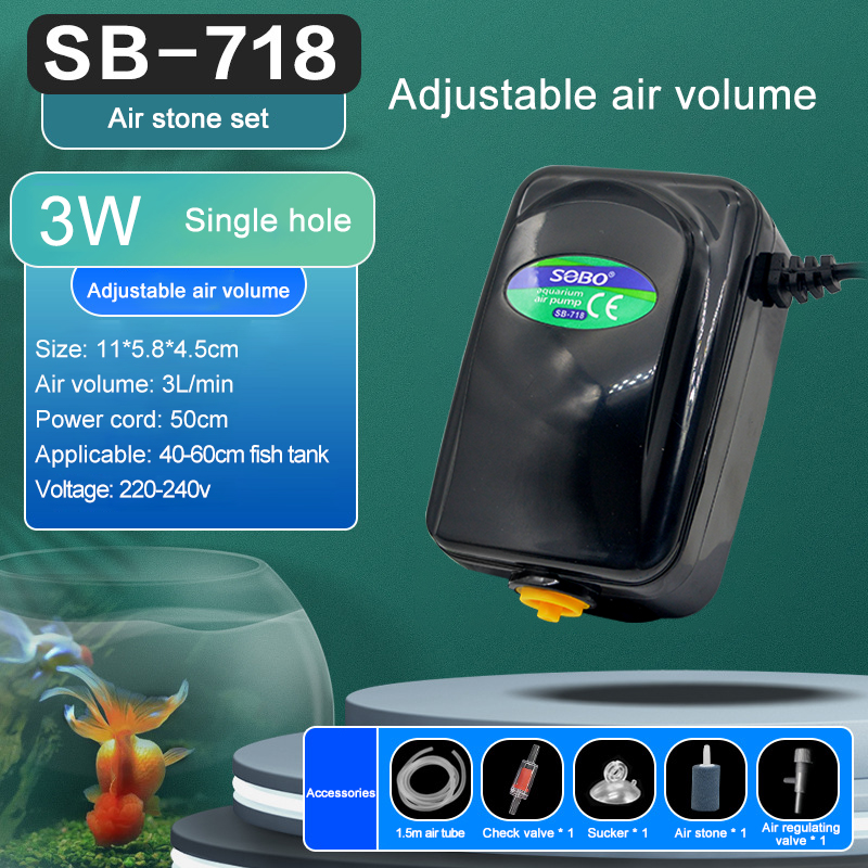 SOBO Silent Aquarium Oxygen Air Pump Fish Tank Adjustable Air Volume High Power Oxygenator Air ...