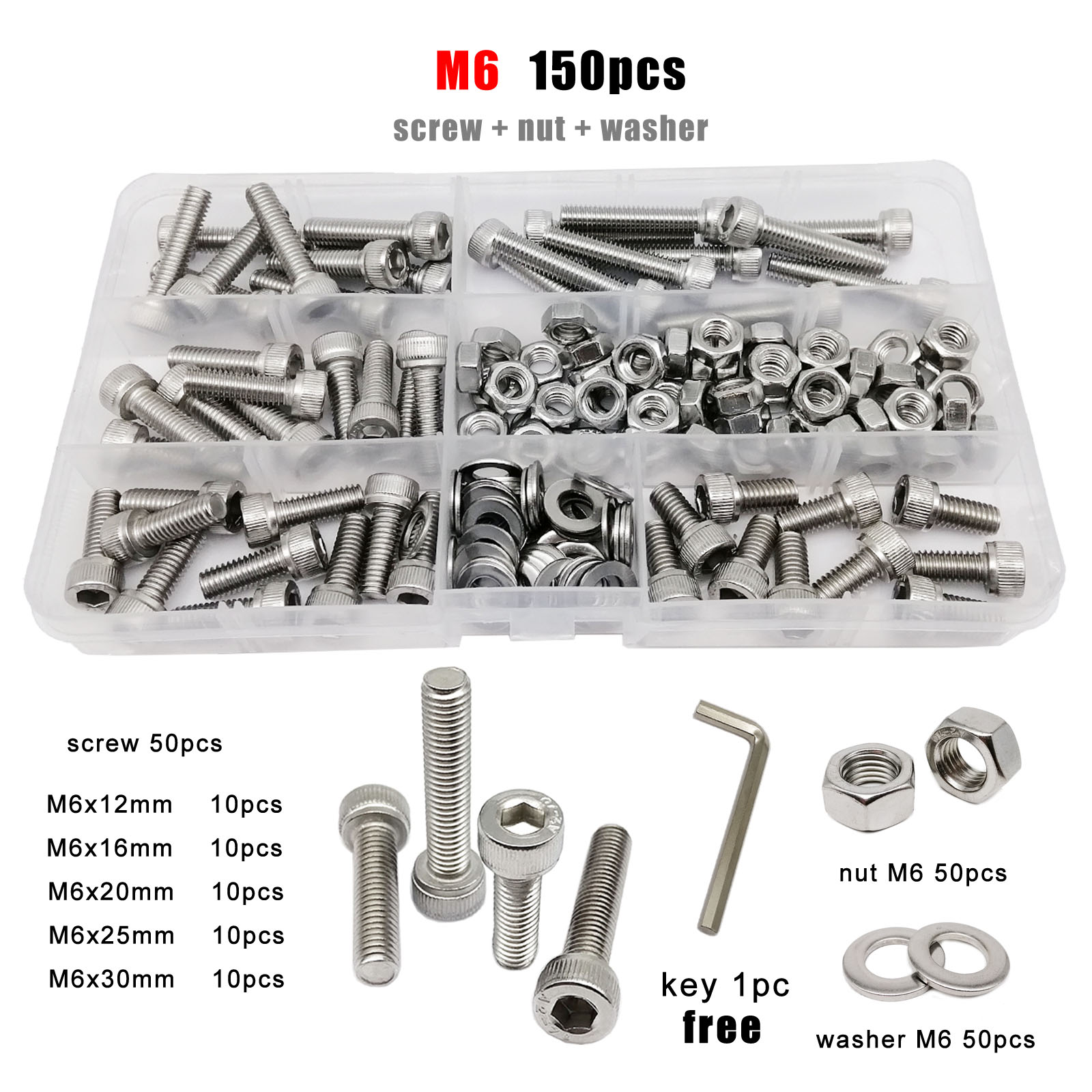 1 Box M1.6 M2 M2.5 M3 M4 M5 M6 M8 DIN912 304 A2 Stainless Steel Hex ...