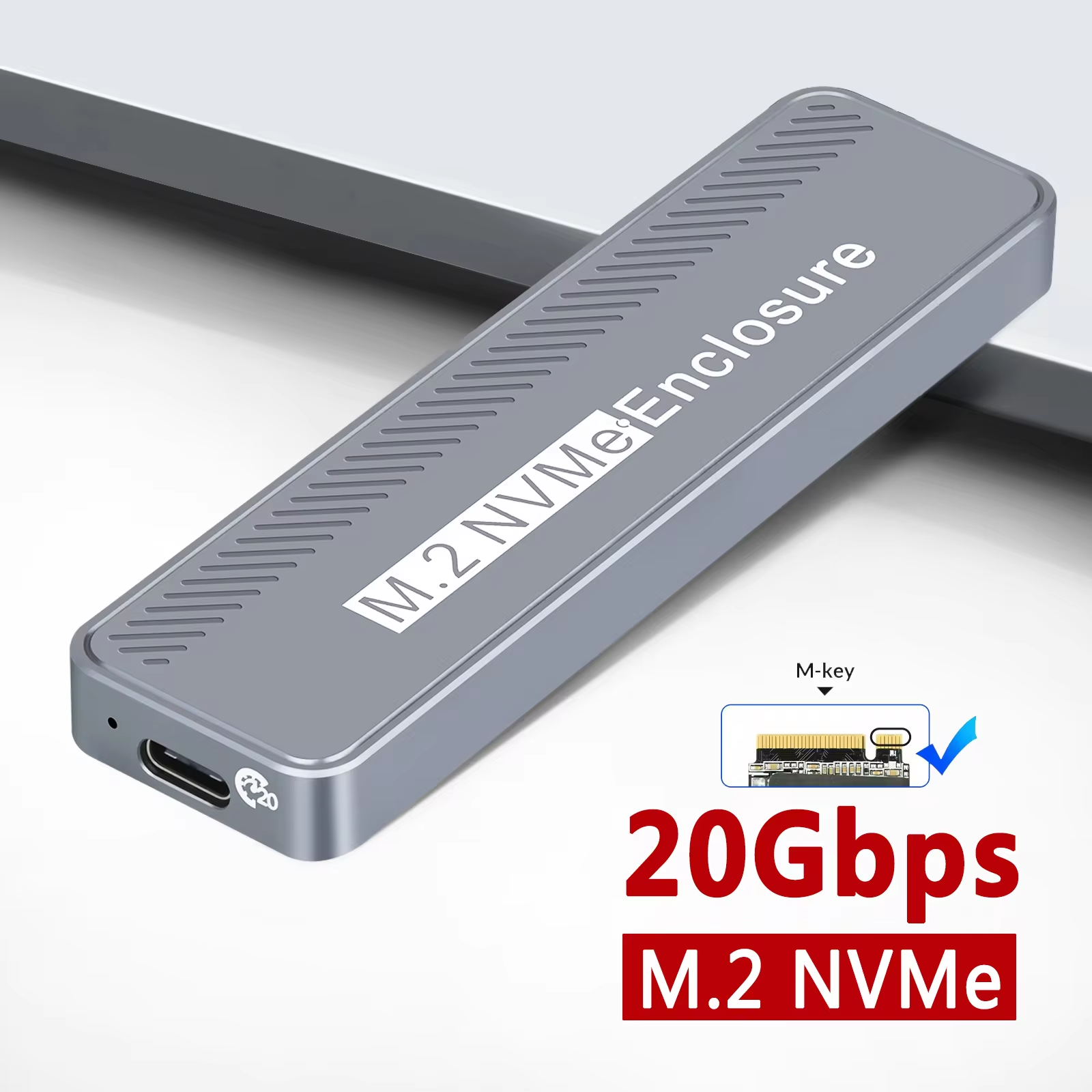 M.2 NVMe SSD Enclosure NVMe NGFF 20Gbps PCIe M.2 SSD Case Portable USB ...