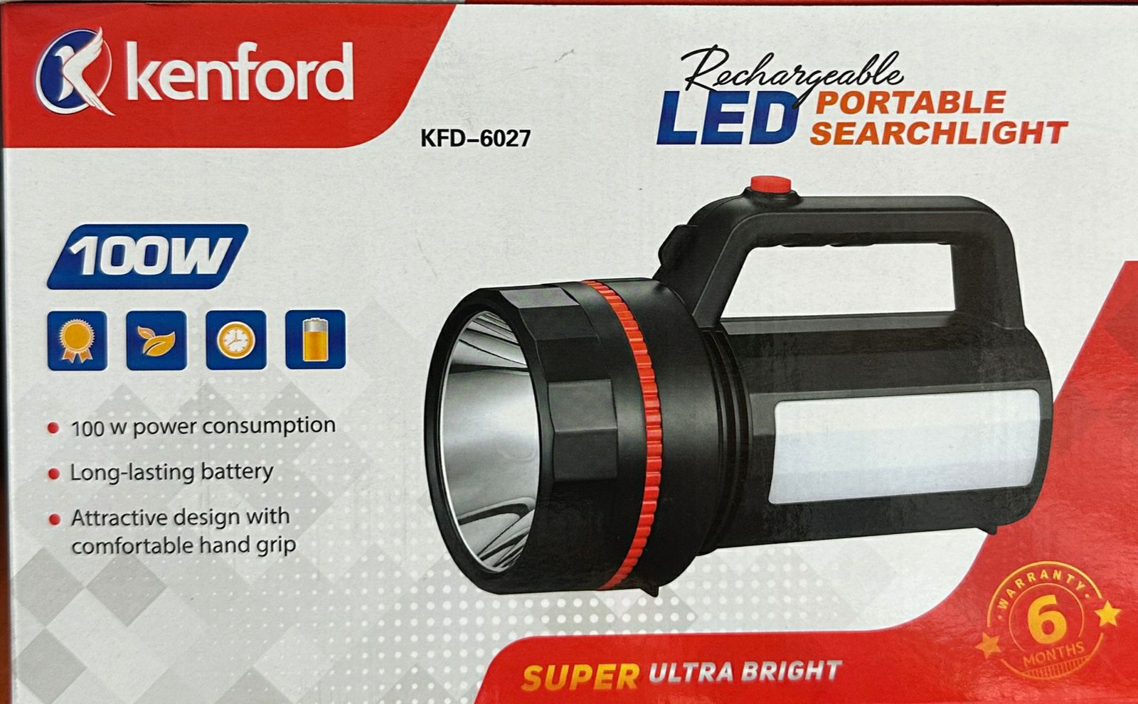 Kenford LED portable searchlight 100W 2in1 Long lasting battery super ...