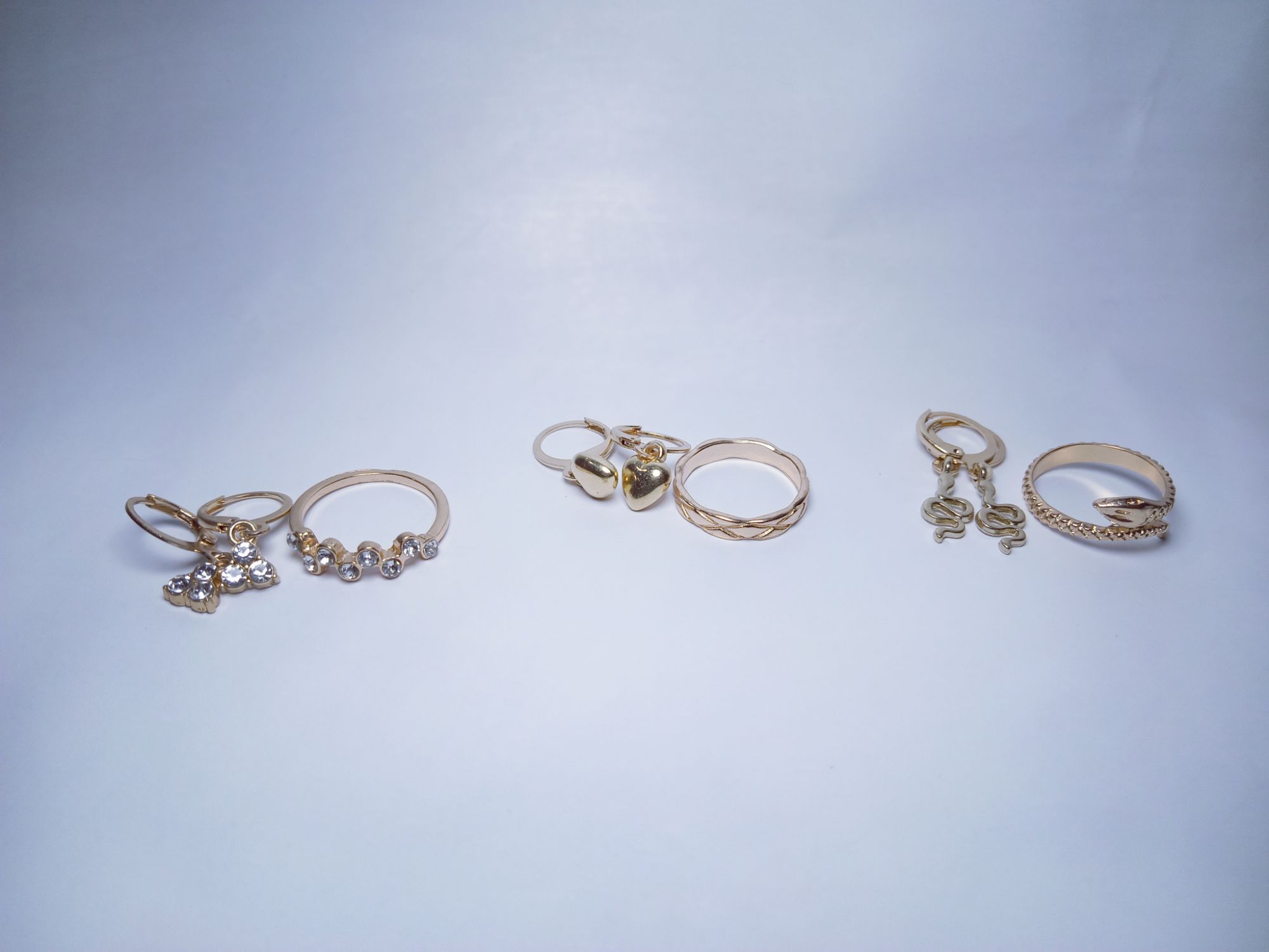 Beautiful 3 sets of Rings and Earrings for women | Daraz.lk