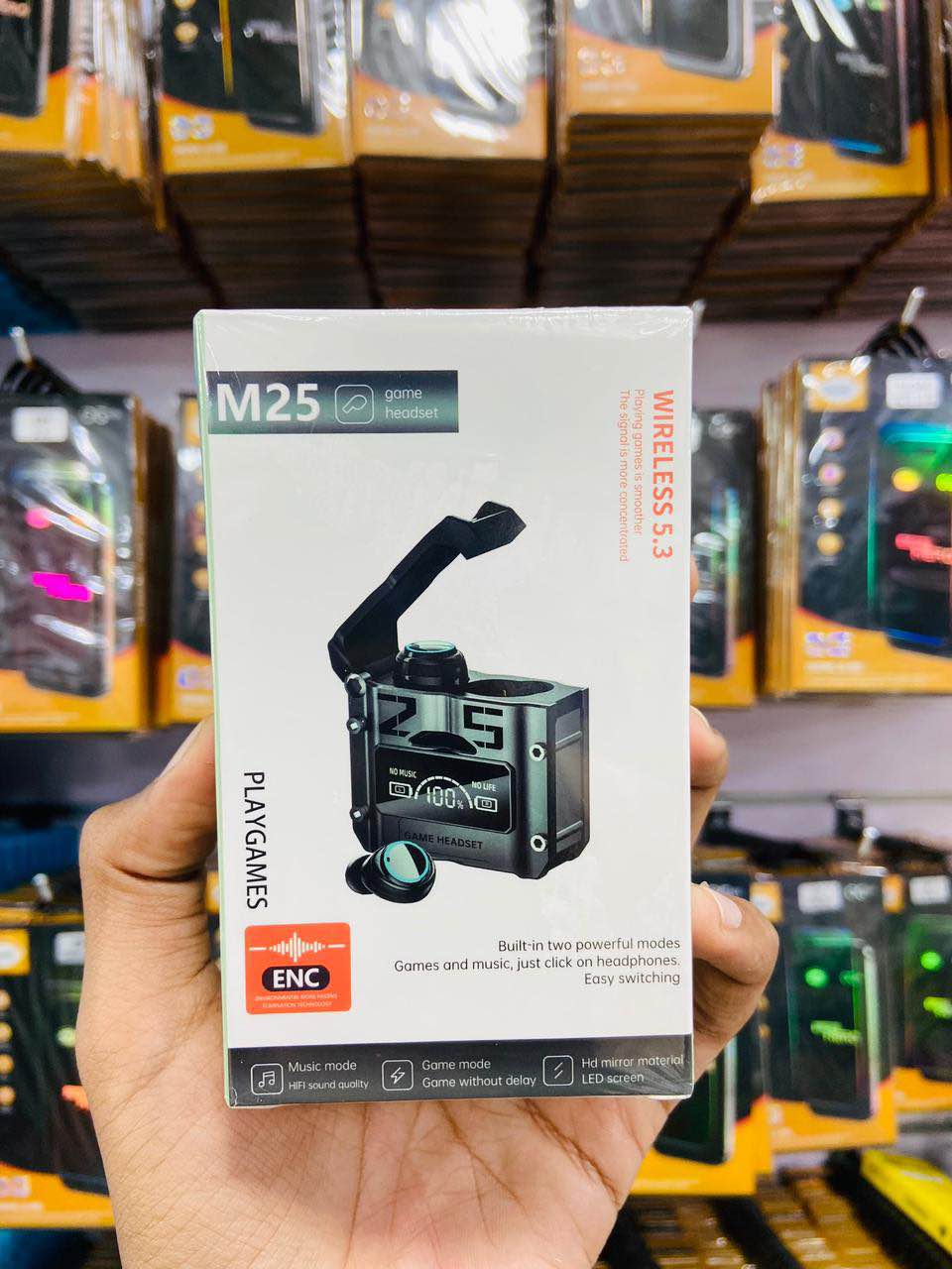 Damix M25 Wireless Bluetooth Headset With Phone Charging Box Rechargeable Headset | Daraz.lk