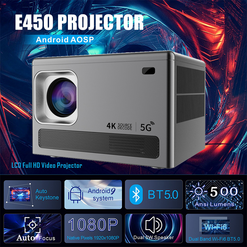 E450 Mini Portable 8K HD Projector Ultra High Definition Memory USB ...
