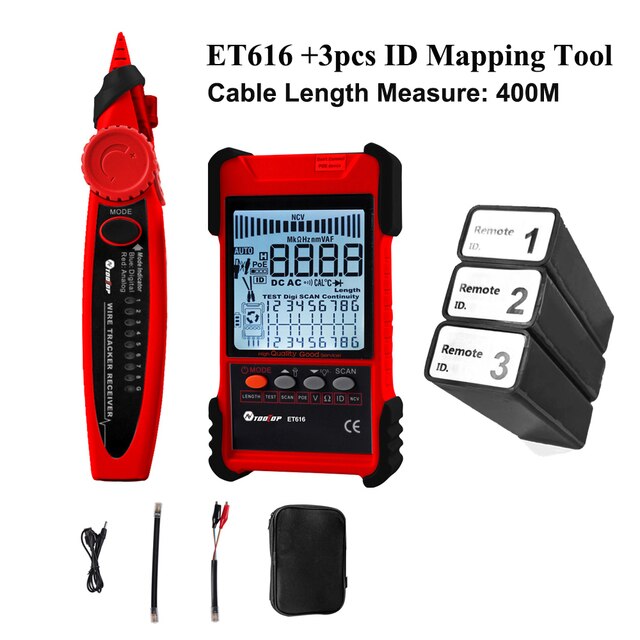 TOOLTOP Network Cable Tester Multimeter Lan Cable Tracking POE Test ...