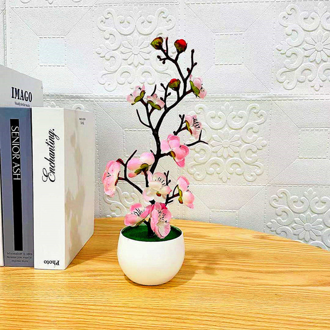 1pcs Bonsai Simulation Artificial Pot Plant Home Office Plum Blossom ...