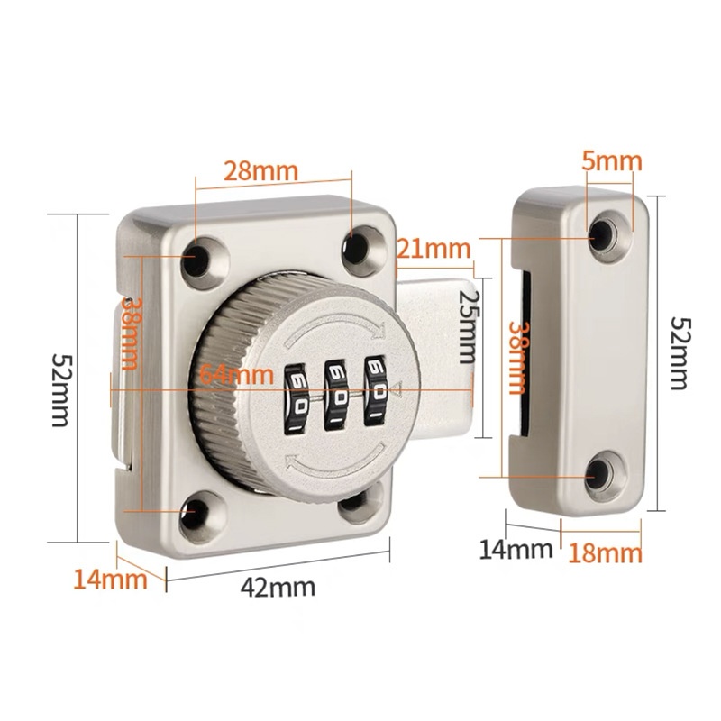 3 Digit Combination Home Security Latch Rotate Bolt Latch password lock ...