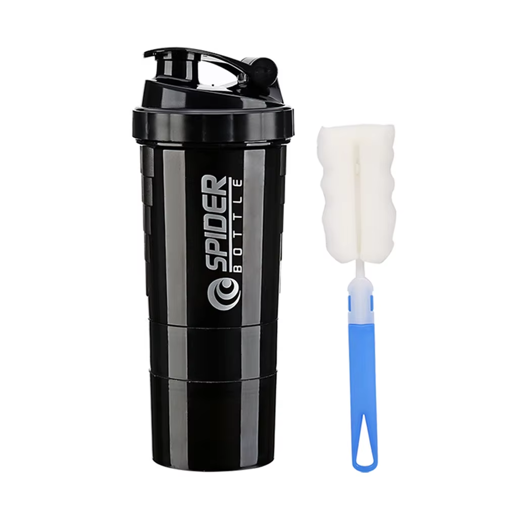 3 Layers Shaker Protein Bottle Powder Shake Cup Water Bottle Plastic ...