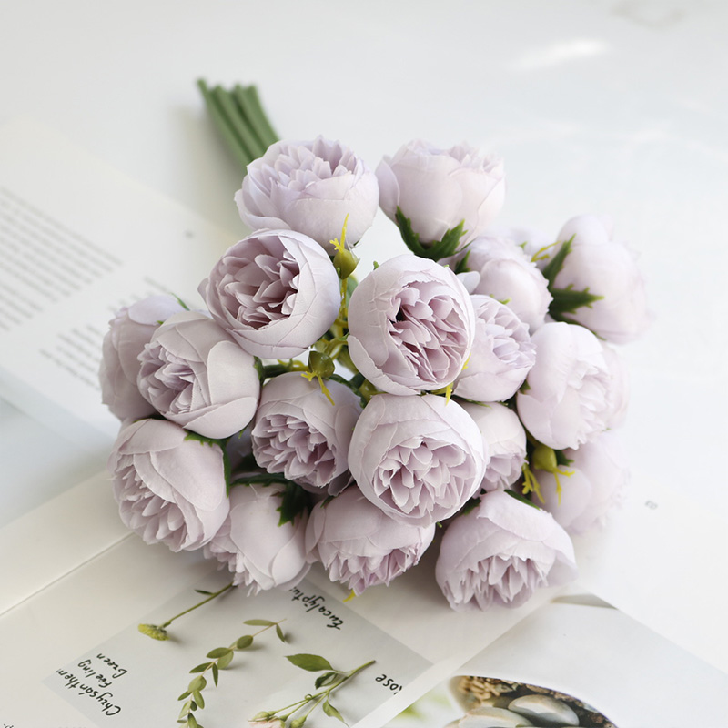 27 Heads Artificial Rose Peony Flowers Bridal Bouquet for Home Party ...