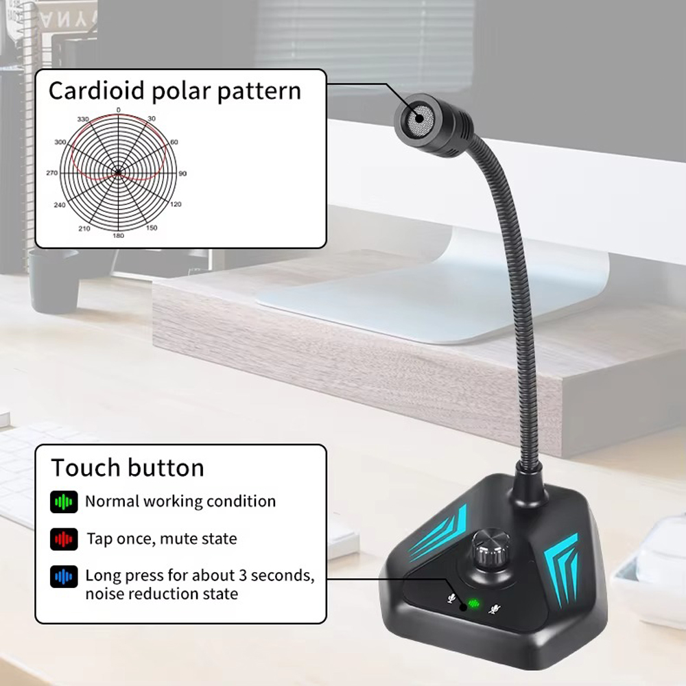 USB Gooseneck Condenser Microphone Wired Conference Recording Voice ...