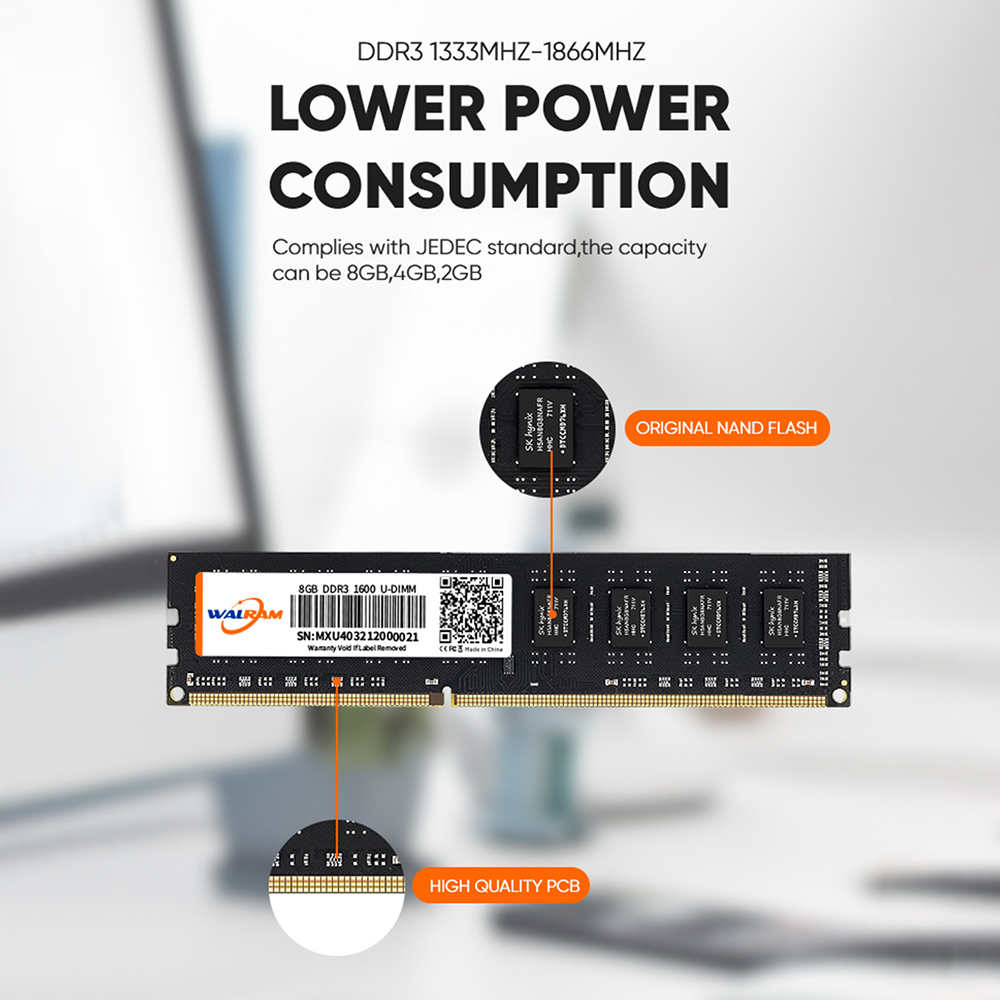 Walram DDR3 Memoria 8GB 4GB 1.5V 240pin 1600MHz PC3 Udimm DIMM Desktop ...