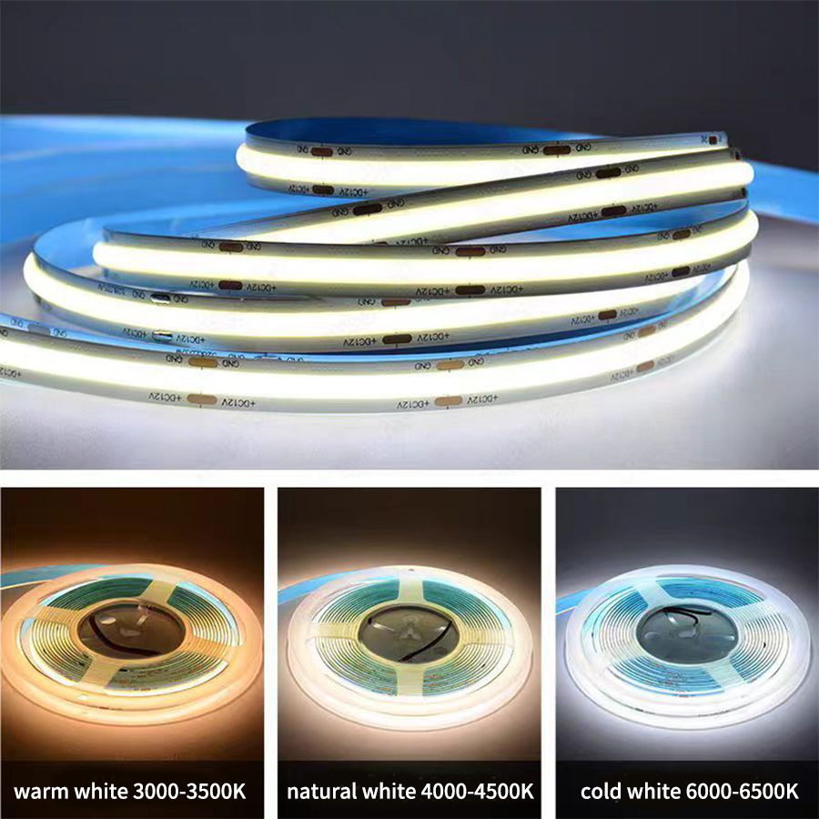 DC 12V 24V COB LED Strip Light 320 LEDs/m 1M 2M 3M 5M 10M High Density Flexible Tape Ribbon 3000 ...