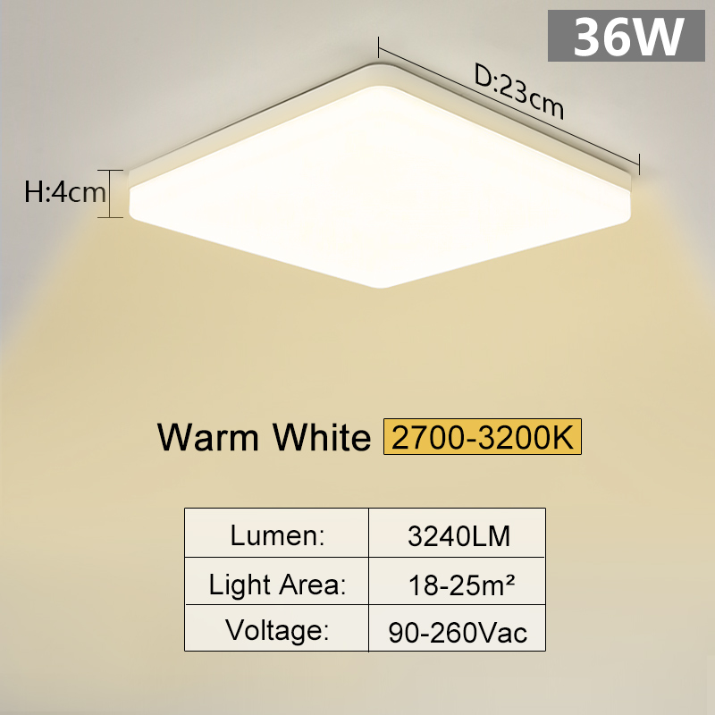 MARPOU Square Led ceiling lamp bedroom lighting Neutral white cold ...