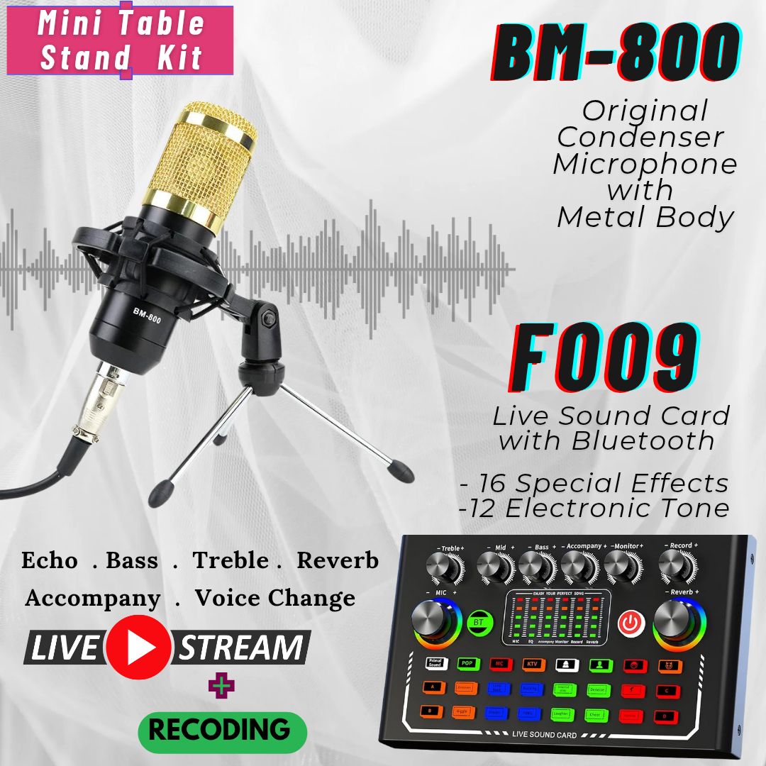 OriginaI BM800 High Quality Condenser Microphone with Live Sound Card - Full Set | Daraz.lk