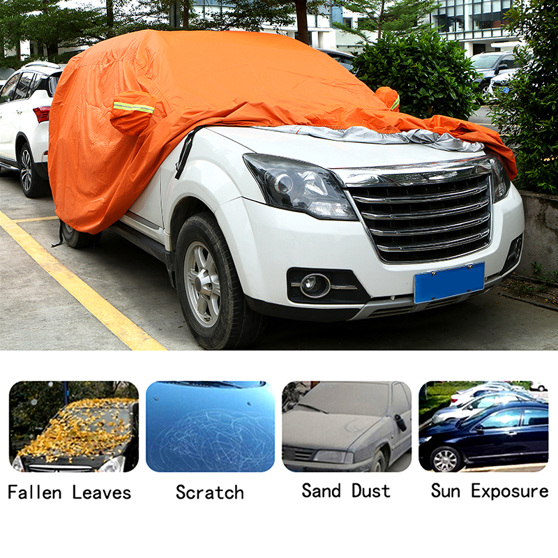Universal Orange Car Cover Outdoor Sun Dust UV Protection Full Car ...