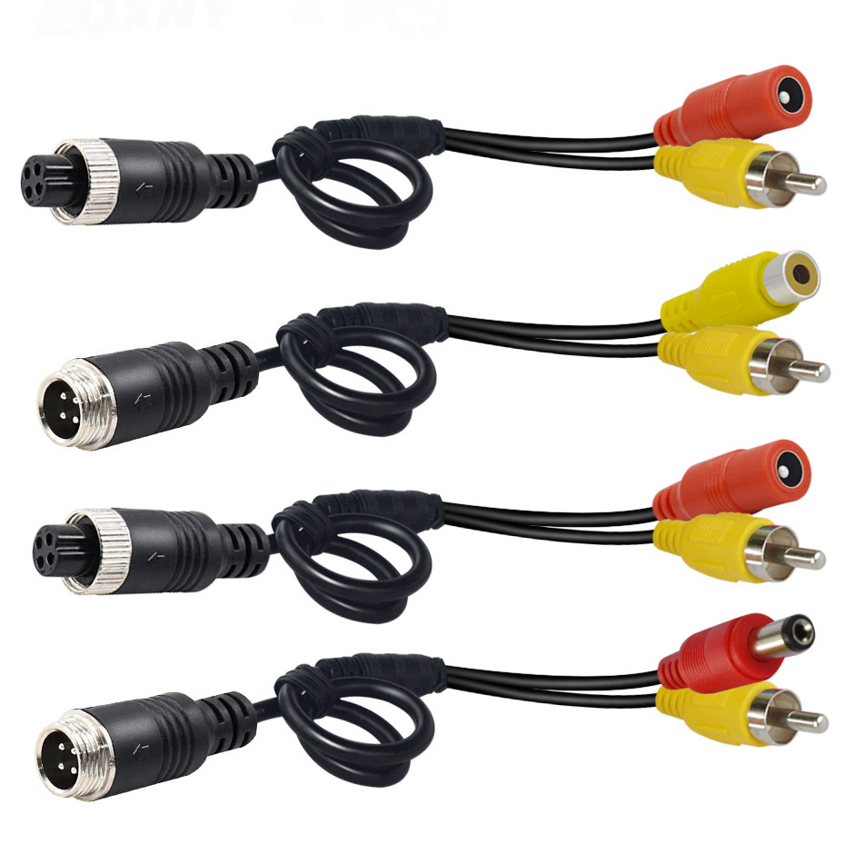 QXNY 4Pin Aviation Head Male/Female to RCA AV/Female DC Multiple Cable ...