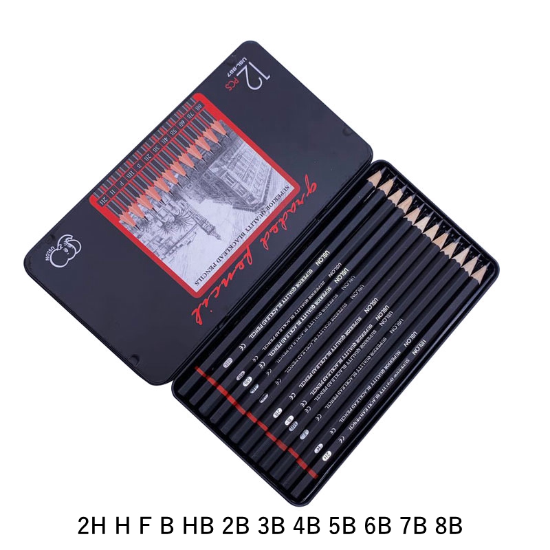 Professional Drawing Sketching Pencil Set, 12 Pieces Art Pencils ...