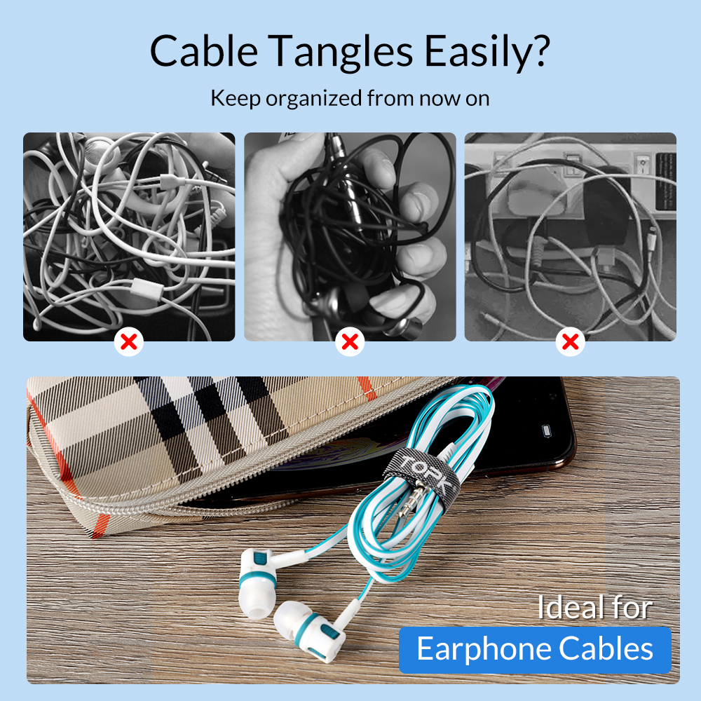TOPK Releasable Cable Organizer Ties Mouse Earphones Wire Management ...