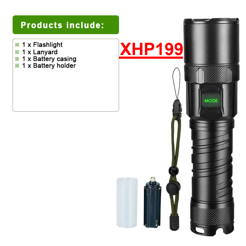 Super XHP199 Most Powerful LED Flashlight Rechargeable LED Torch Light ...