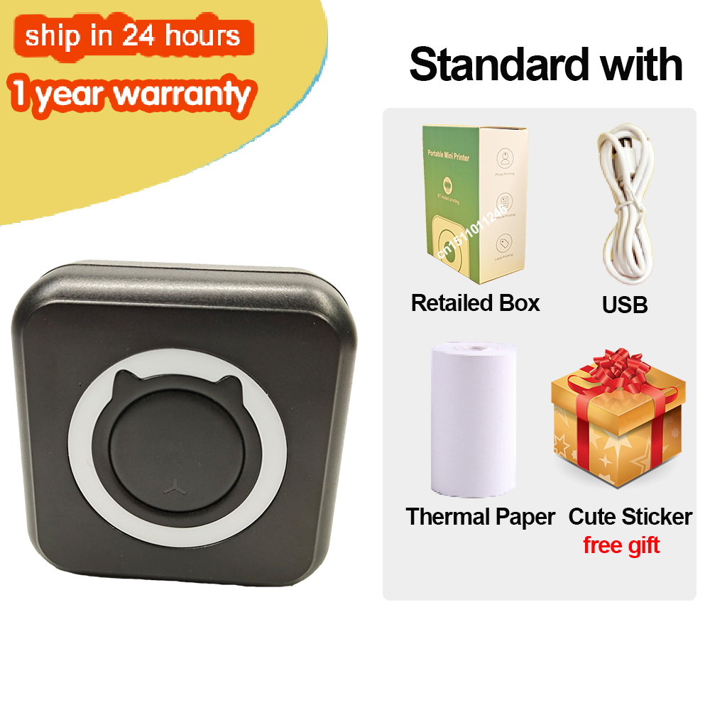Portable Mini Thermal Printer Wirelessly BT 203dpi Photo Label Memo ...