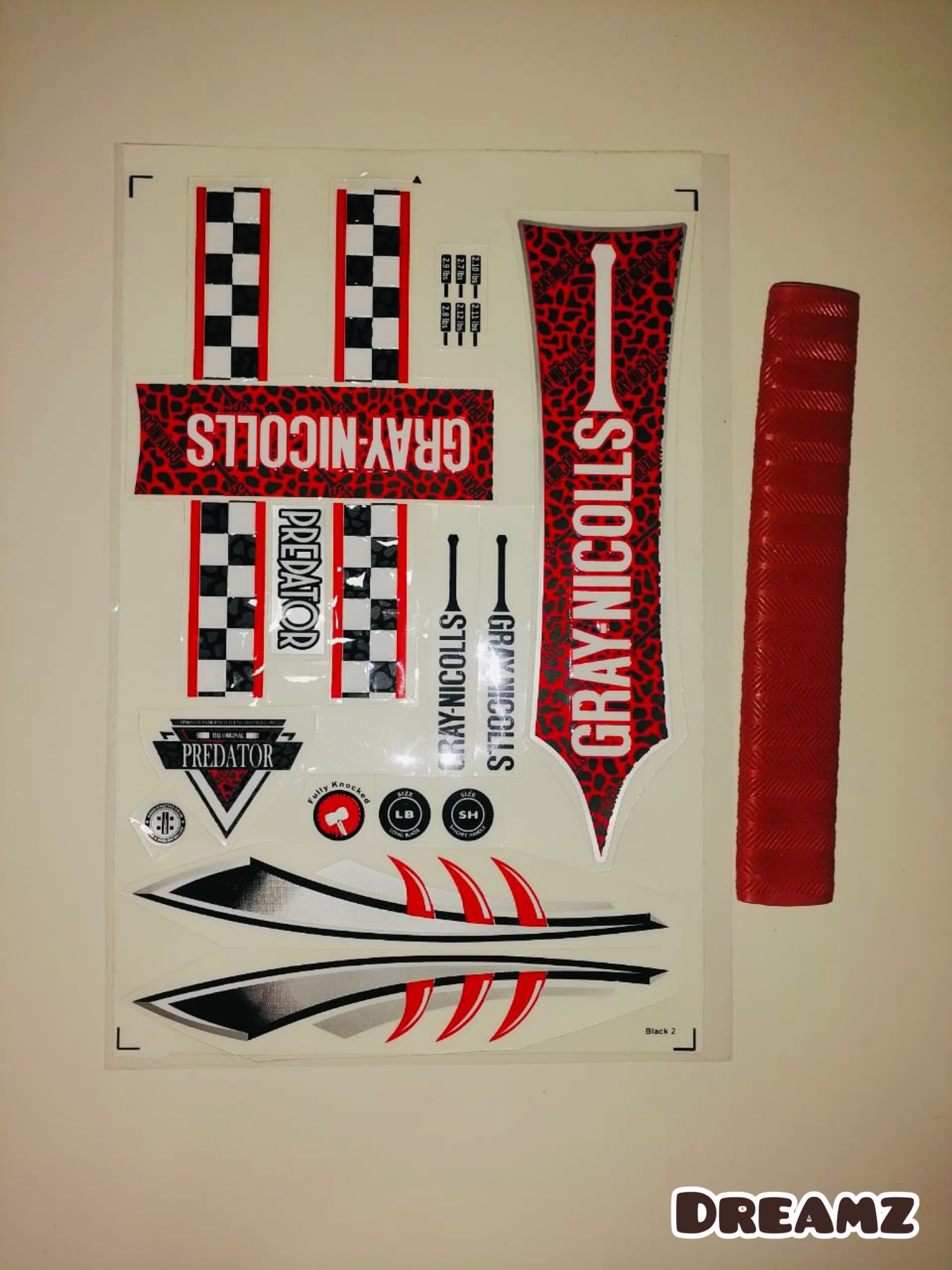 3D Embossed Leather Cricket Bat Stickers & Grip Two in One Package ...