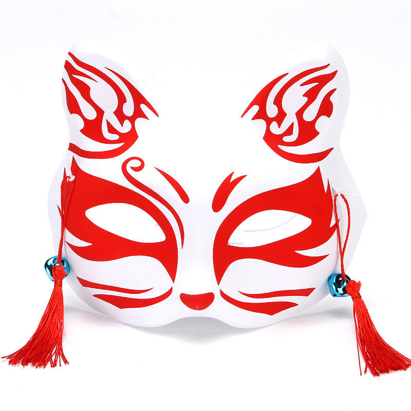 Anime Demon Fox Mask Hand-painted Japanese Mask Half Face Mask ...