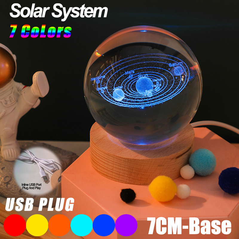 USB LED night light, Galaxy Crystal Ball lamp, 3D planet moon lamp, home decoration | Daraz.lk