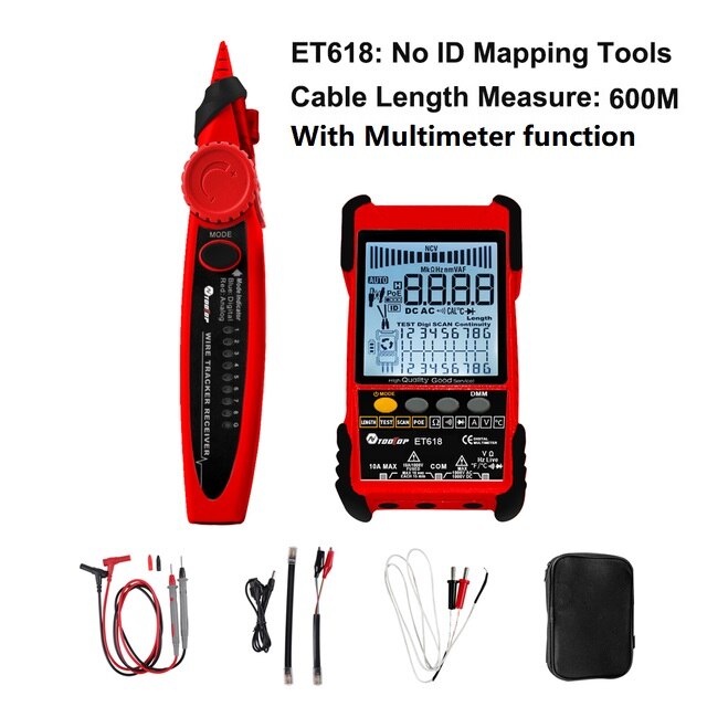TOOLTOP Network Cable Tester Multimeter Lan Cable Tracking POE Test ...
