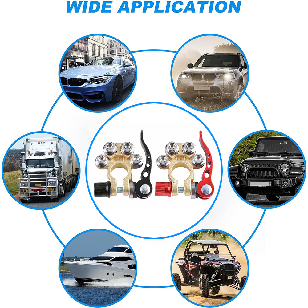 2Pcs 12V 24V Automotive Car Top Post Battery Terminals Wire Cable Clamp ...