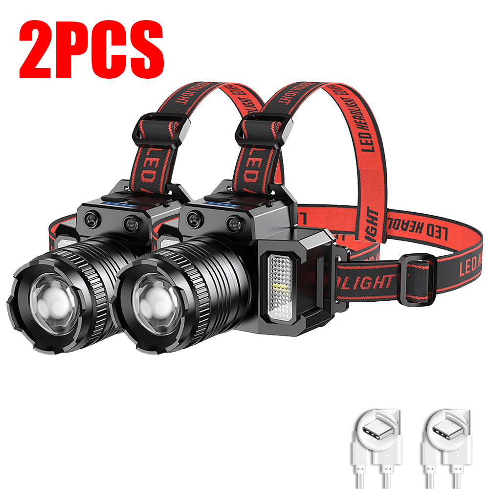 Super Bright T51 LED Sensor Headlamp USB C Rechargeable Headlight Led Head Torch With built-in ...
