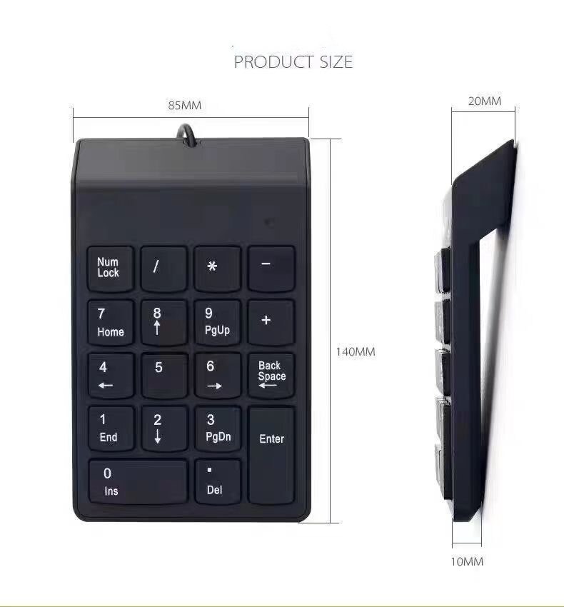 USB Numeric Keypad Wire Numpad Digital 19 Key Mini Keyboard For PC ...