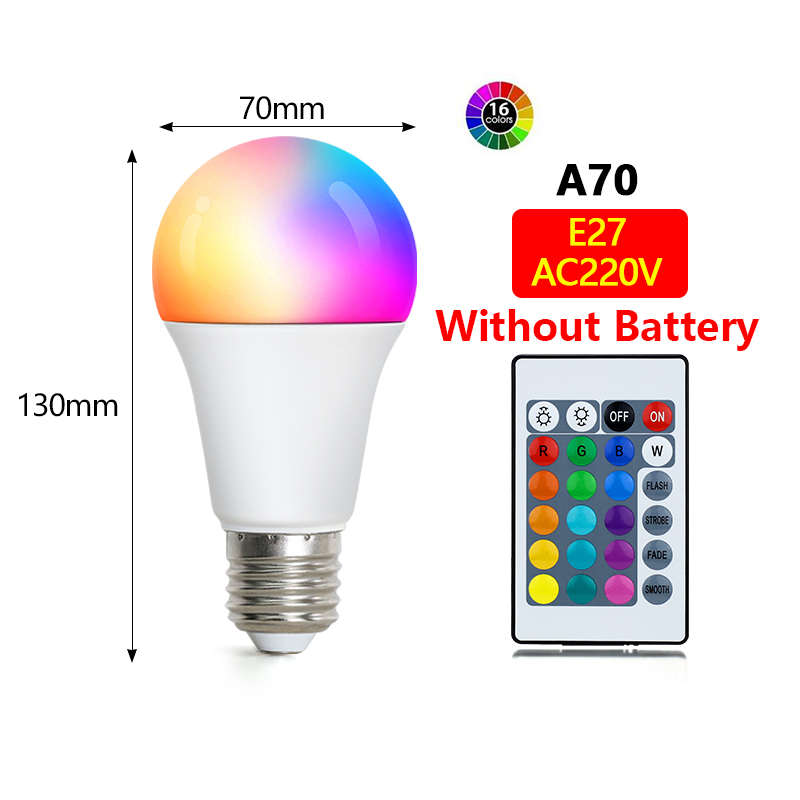 LED Light Bulbs AC 220V E27 RGB Bombillas LED Lamp IR Remote Control ...