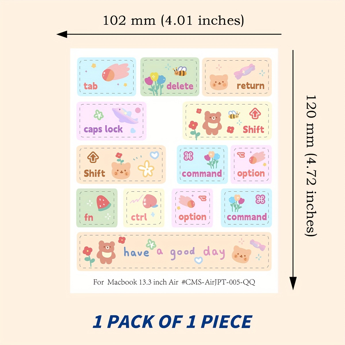1PCS Cute Bear Pattern Cute Cat Pattern Laptop Partial Keyboard Skin ...