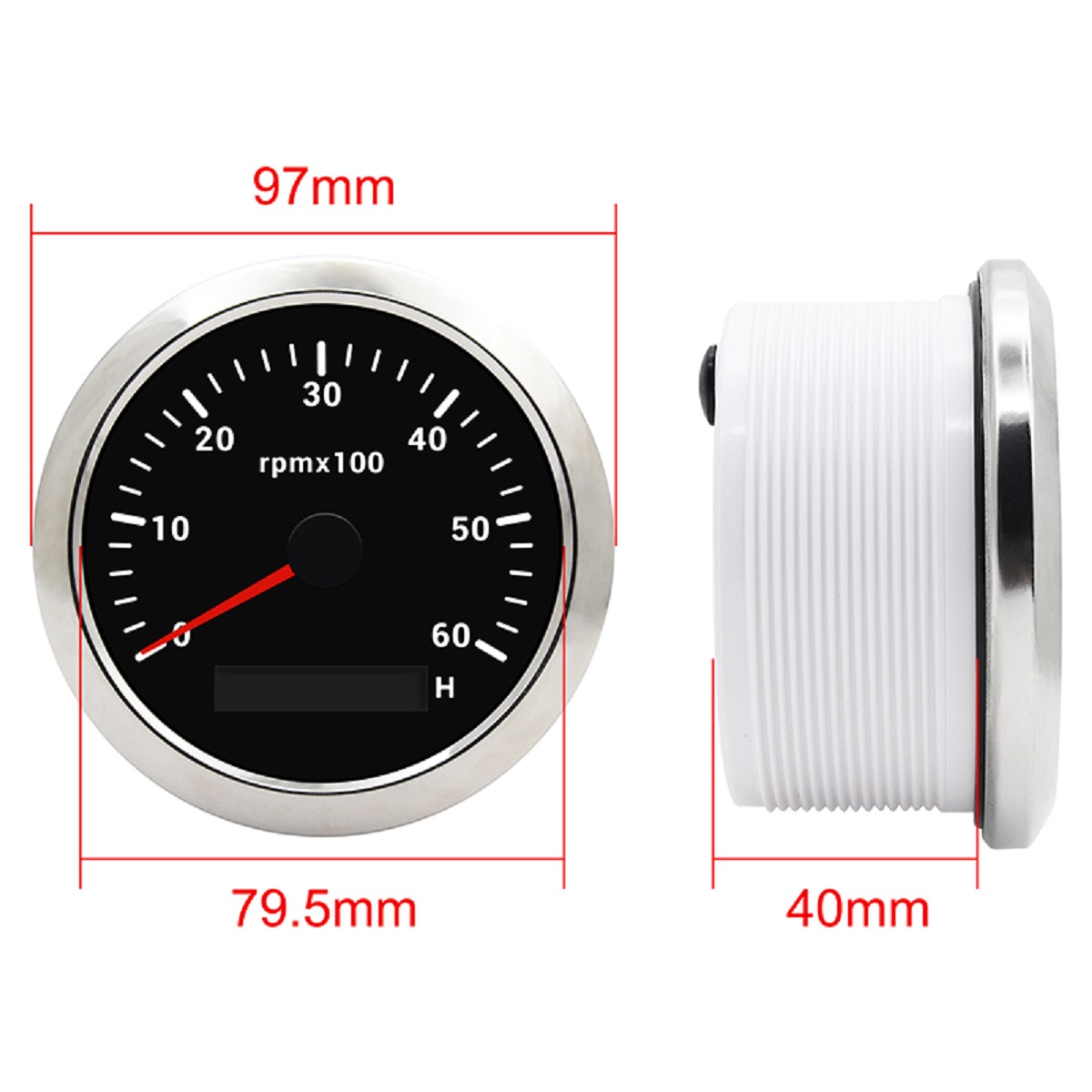 85mm Tachometer With 7 Colors Backlight Hour Meter 3000-8000 RPM Tacho ...