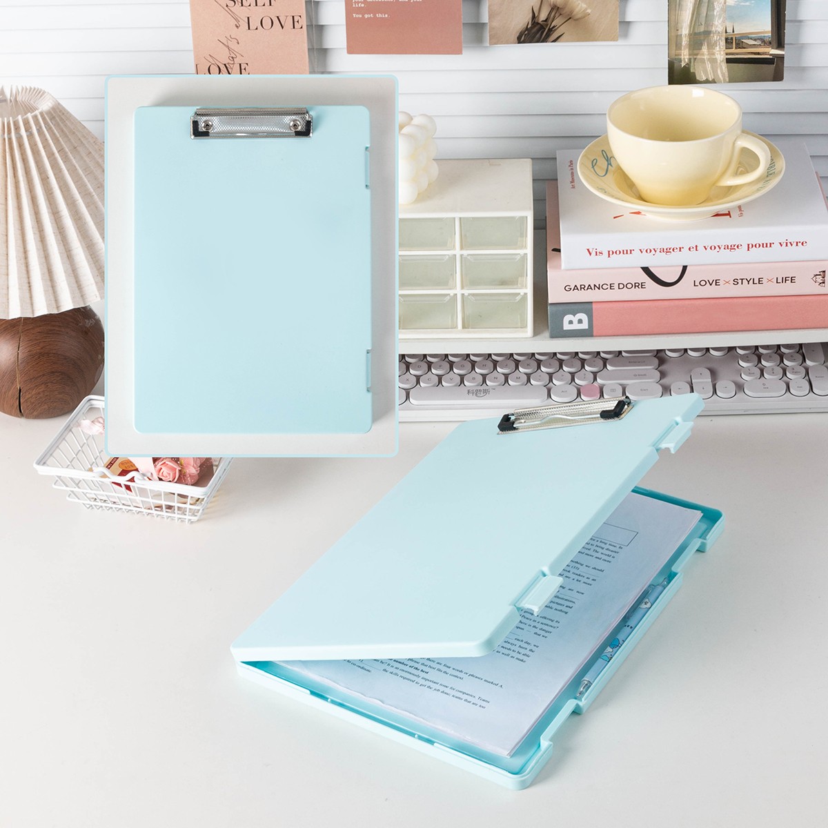 Multi functional A4 folder clamp storage box, writing pad, large ...