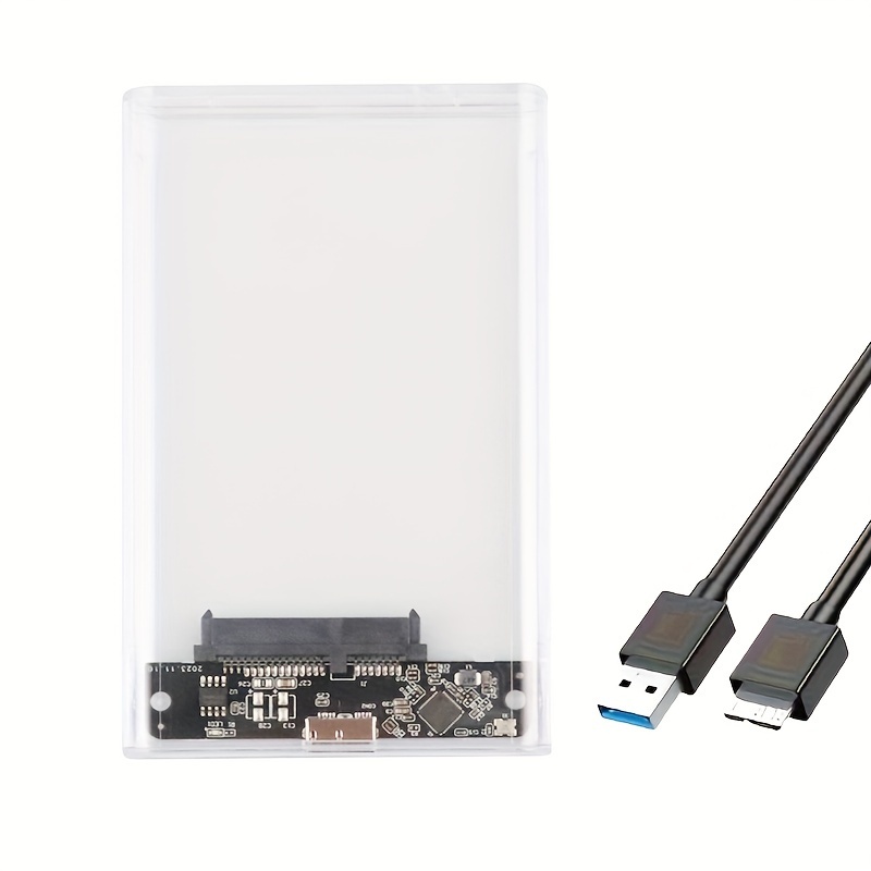 New Transparent Portable Hard Drive Case For 2.5-inch SATA HDD/SSD USB ...