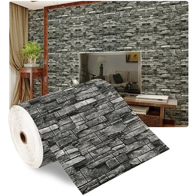 70cm*2m Long 3D Brick Wall Stickers DIY Decor Self-Adhesive Waterproof ...